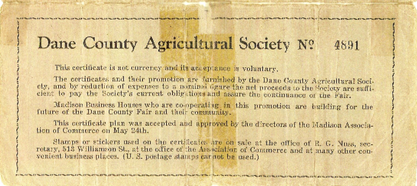 Dane County | Wisconsin Depression Scrip